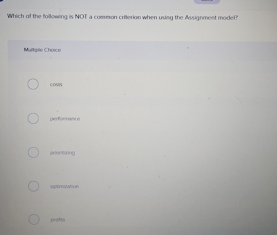 Solved Which of the following is NOT a common criterion when | Chegg.com