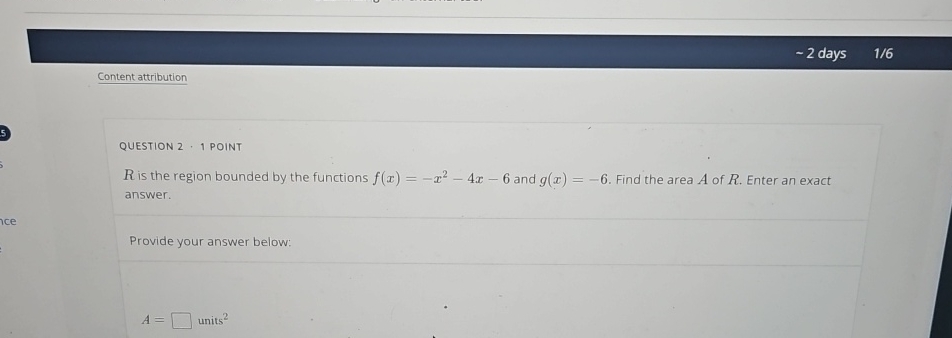 Solved ∼2 ﻿days16Content attributionQUESTION 2 * 1 ﻿POINTR | Chegg.com