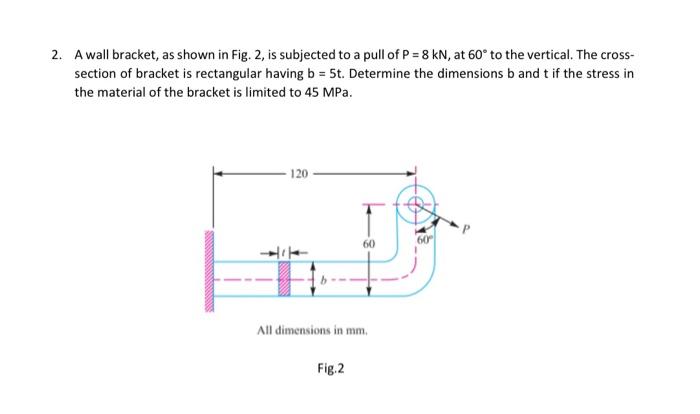 Solved 2. A wall bracket, as shown in Fig. 2, is subjected | Chegg.com