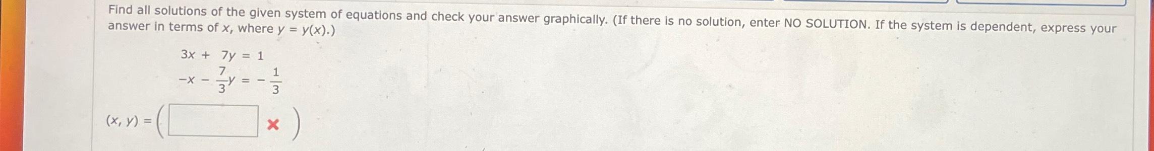 Solved Find all solutions of the given system of equations | Chegg.com