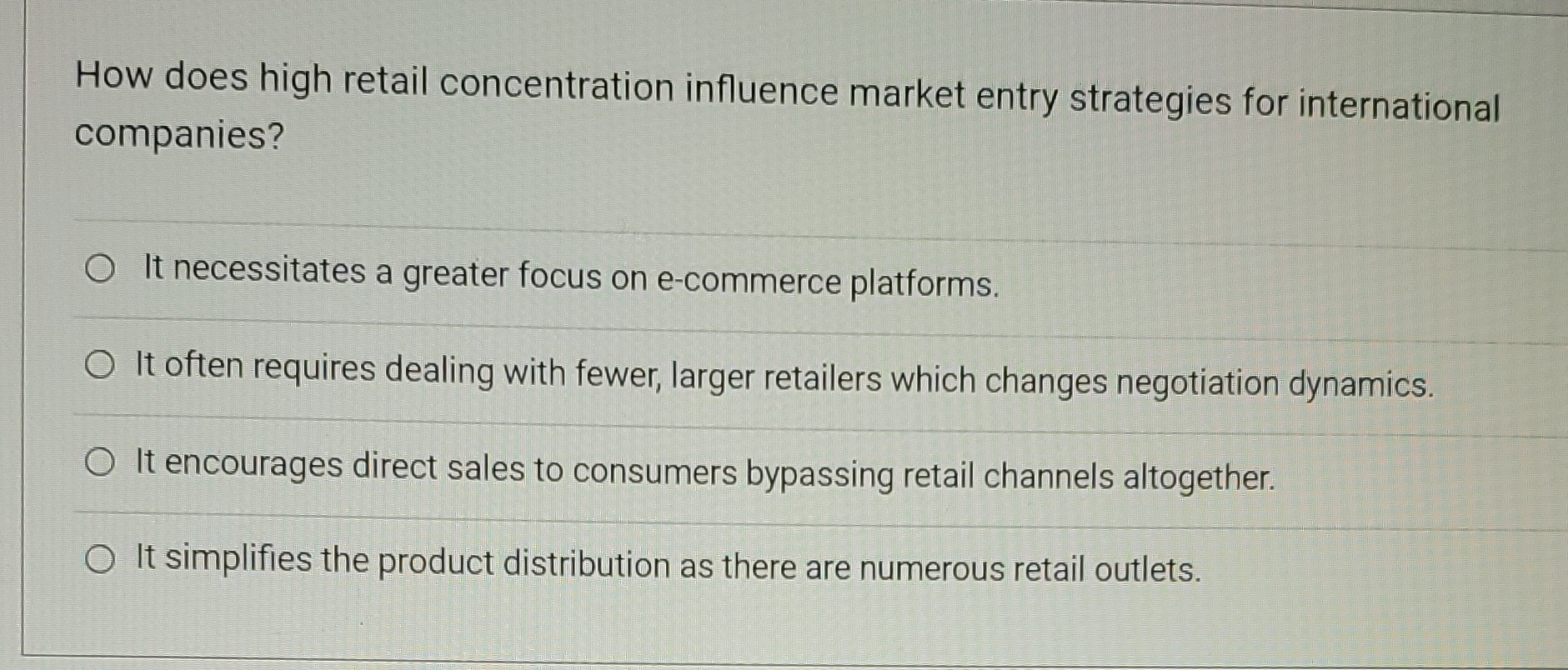 Solved How does high retail concentration influence market | Chegg.com