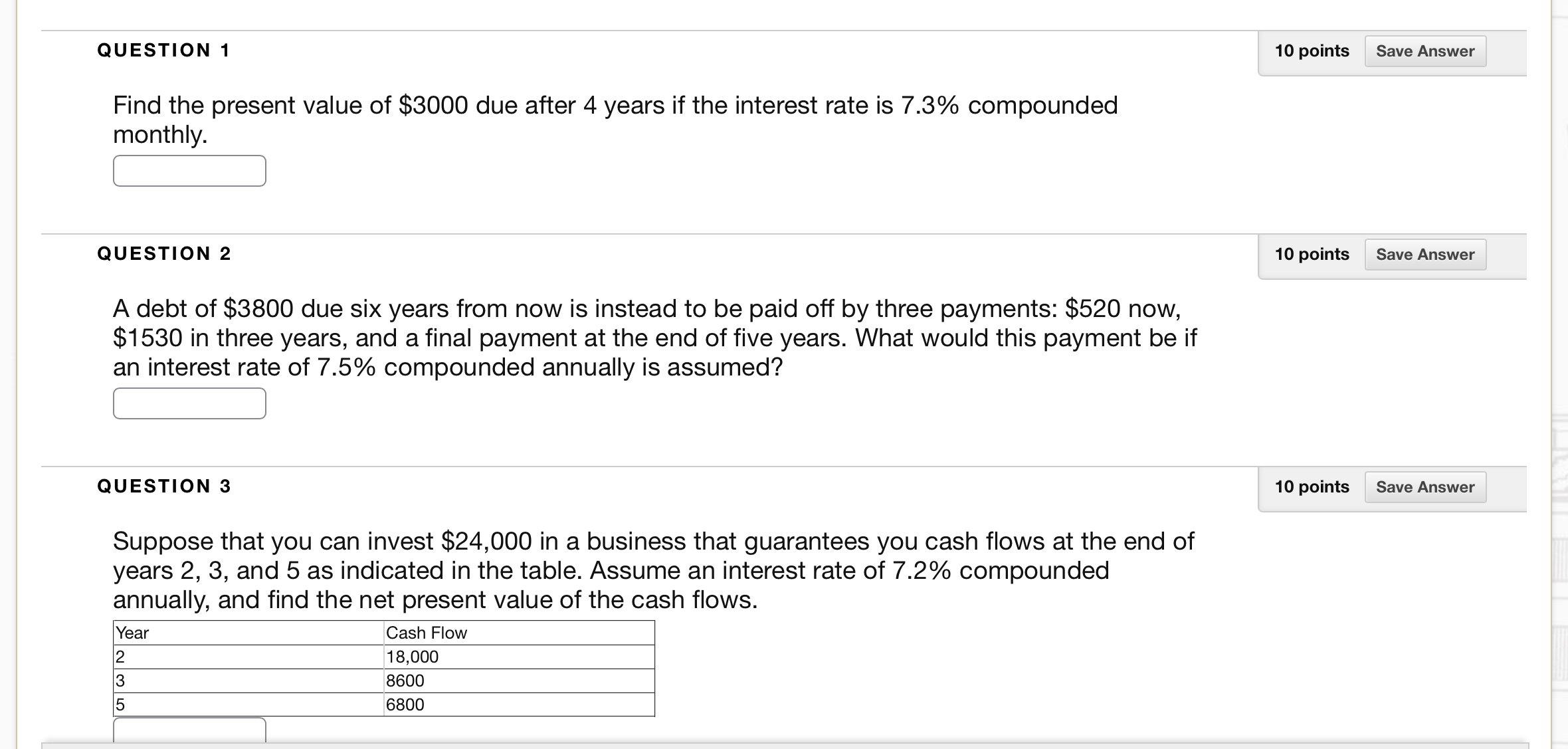 Solved QUESTION 1Find the present value of $3000 ﻿due after | Chegg.com