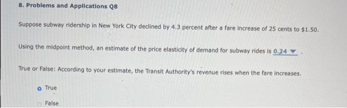 Solved 8. Problems and Applications Q8 Suppose subway | Chegg.com