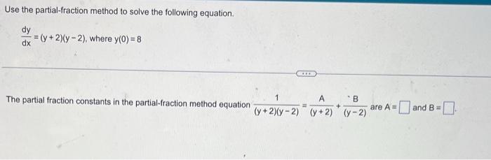 Solved Use the partial-fraction method to solve the | Chegg.com