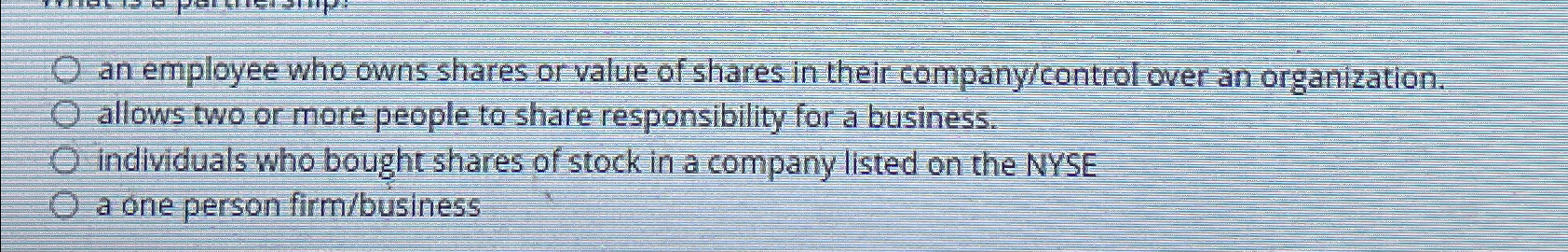 Solved an employee who owns shares or value of shares in | Chegg.com