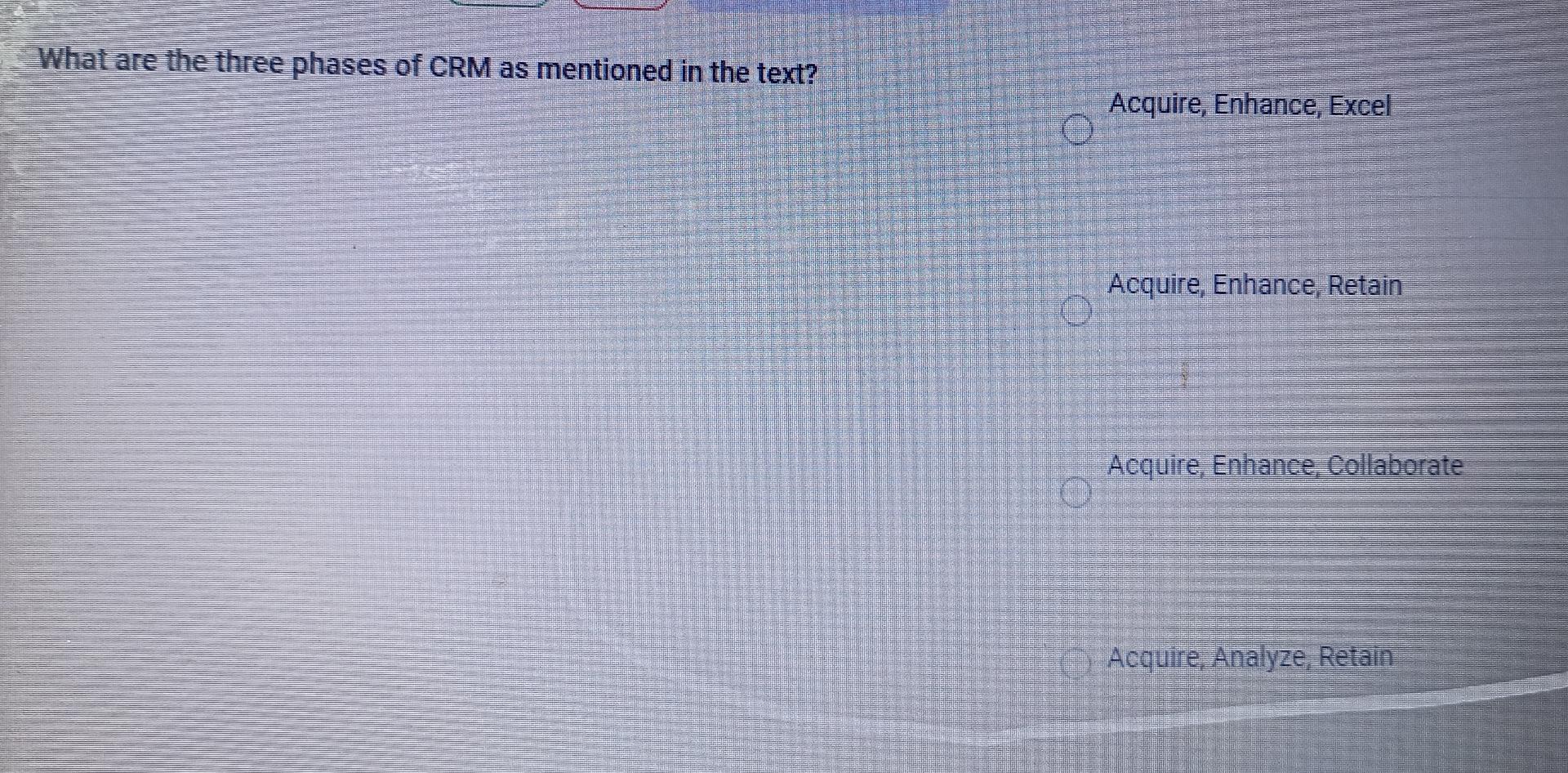 Solved What are the three phases of CRM as mentioned in the | Chegg.com