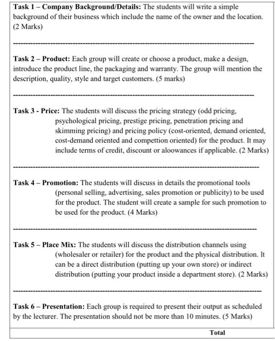 Solved Task 1 - Company Background/Details: The students | Chegg.com