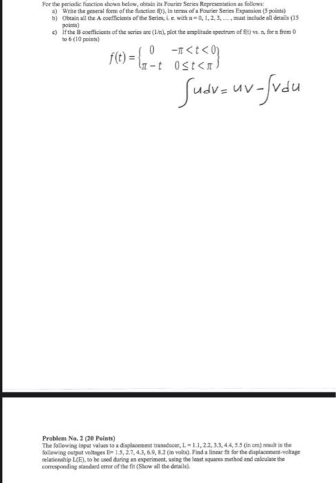 Solved For the periodic function shown below, obtain its | Chegg.com