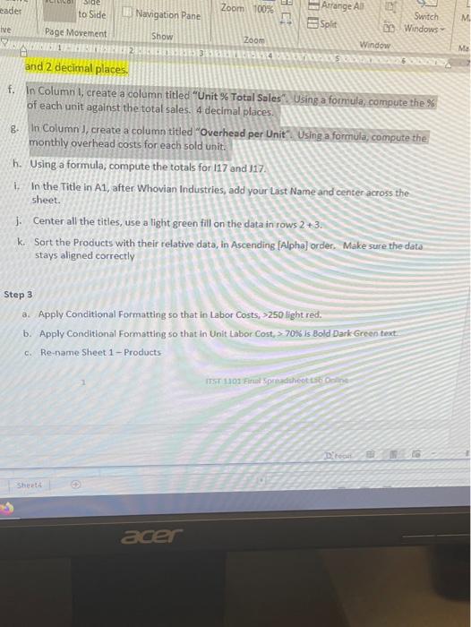 Solved how to get the formula for the unit % total sales and | Chegg.com