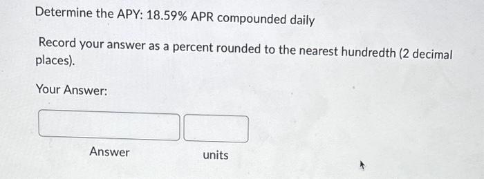 Solved Determine the APY: 4.96\% APR compounded monthly | Chegg.com