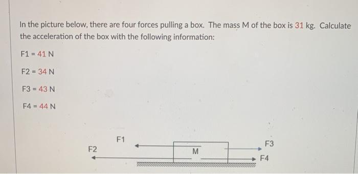 Solved In the picture below, there are four forces pulling a | Chegg.com