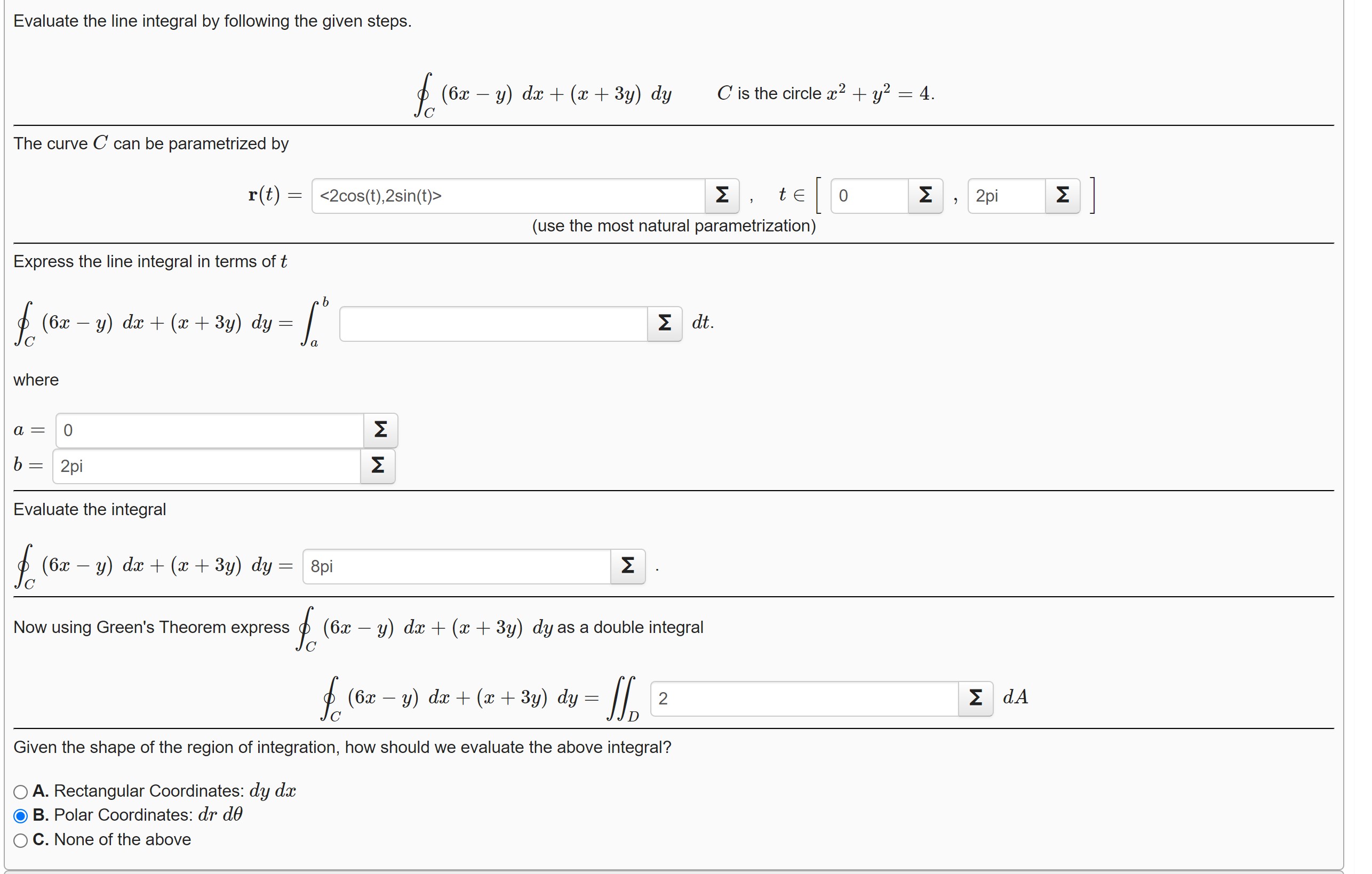 Solved Evaluate the line integral by following the given | Chegg.com