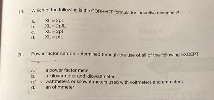 Solved 19) which of the following is the CORRECT formula for | Chegg.com