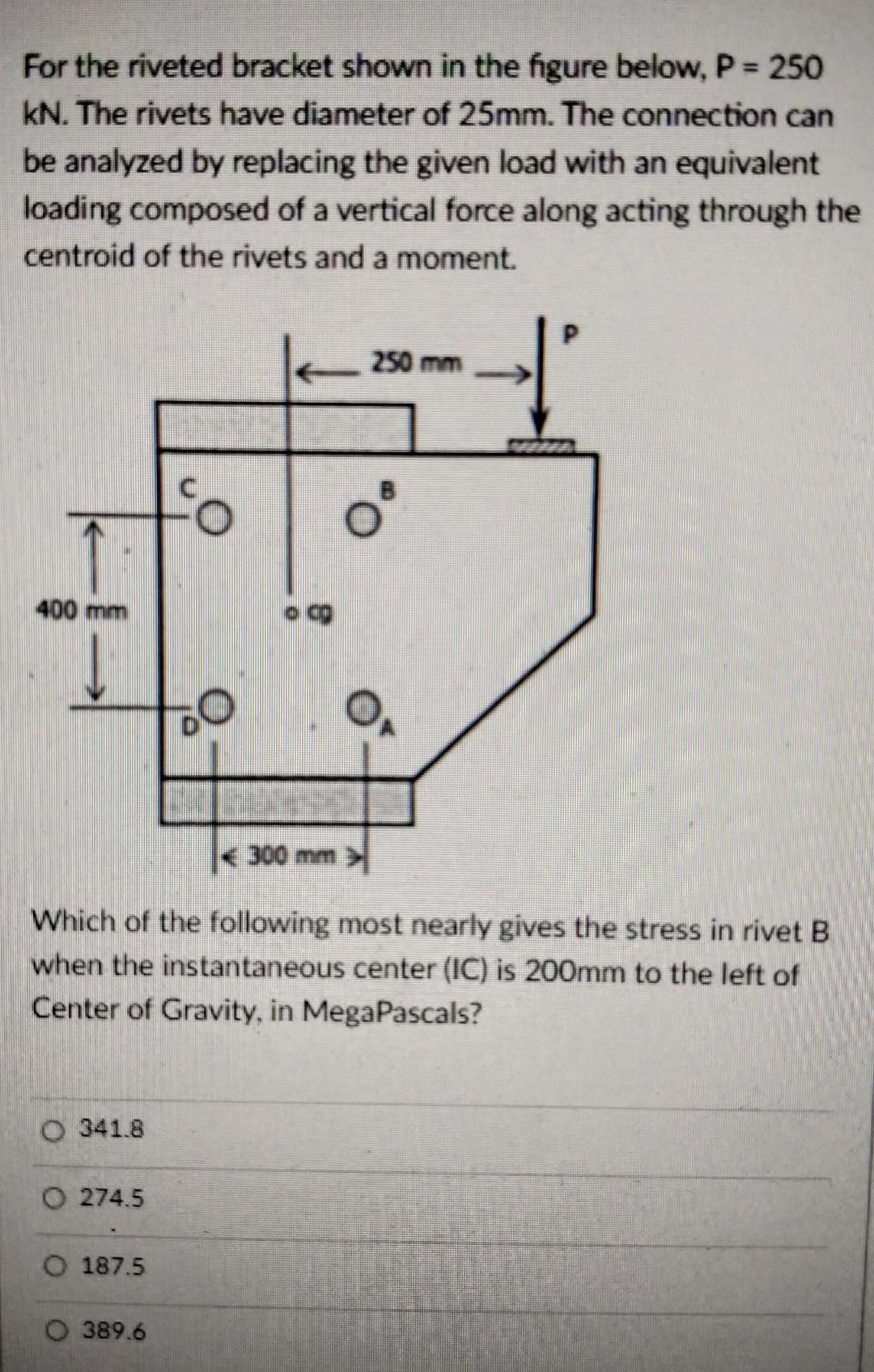 Solved For the riveted bracket shown in the figure below, P | Chegg.com