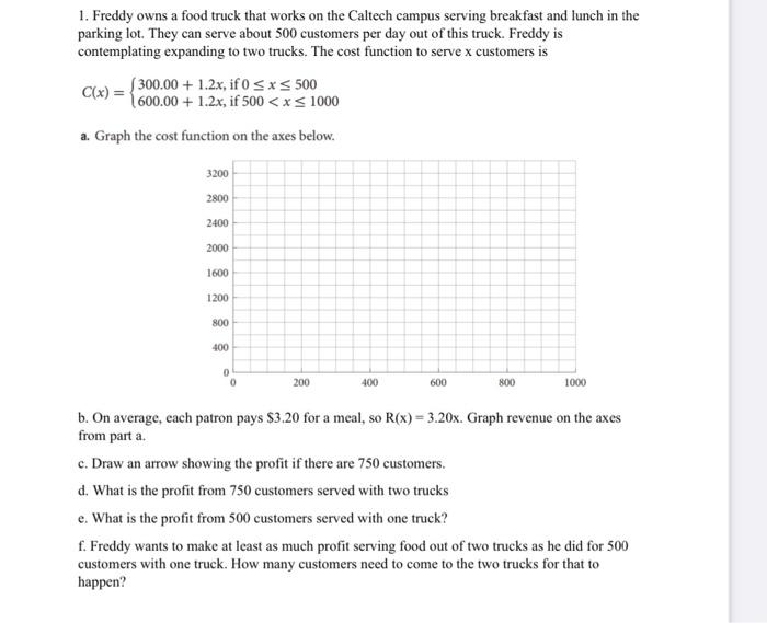 Solved 1. Freddy owns a food truck that works on the Caltech | Chegg.com
