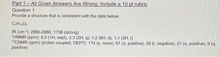 Solved Part 1 - All Given Answers Are Wrong: Include a 10 pt | Chegg.com