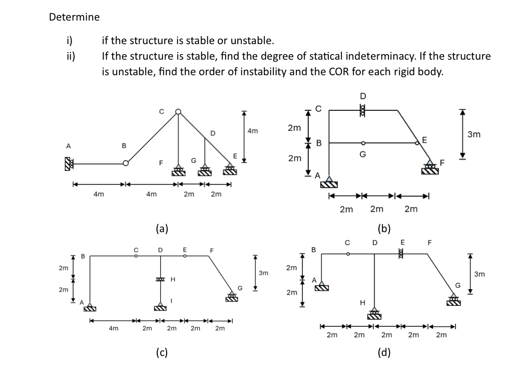 Solved Determinei) ﻿if the structure is stable or | Chegg.com