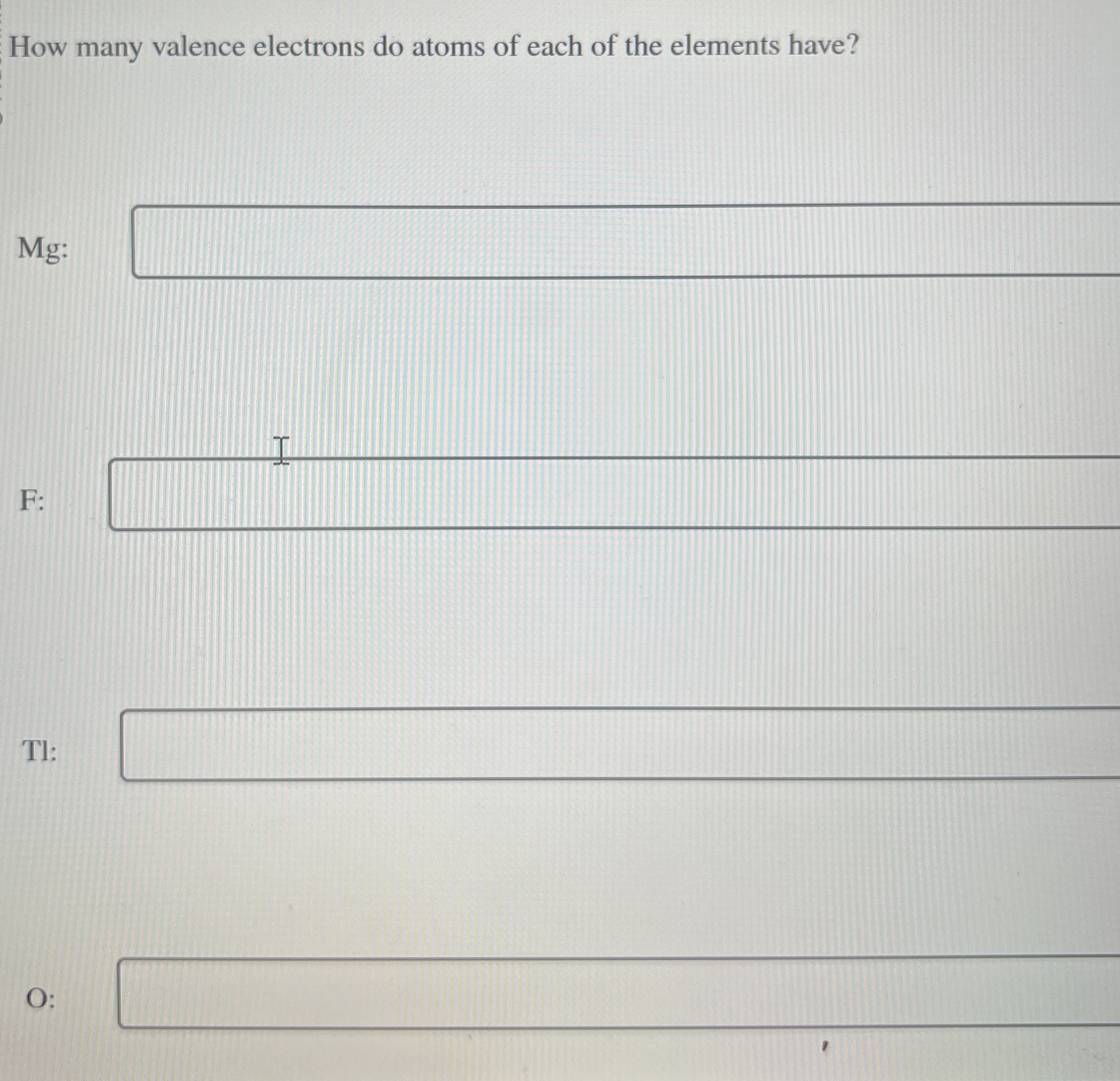 Solved How many valence electrons do atoms of each of the | Chegg.com