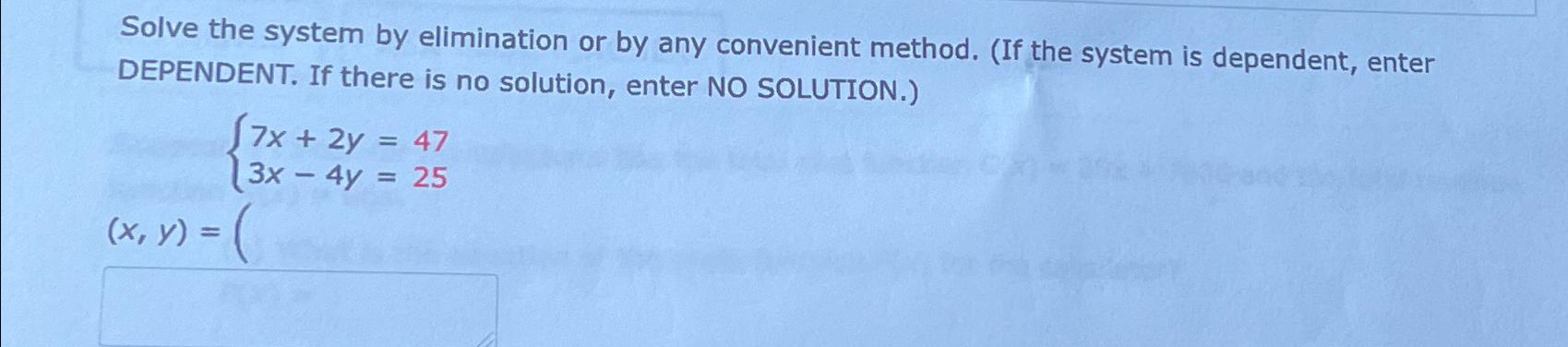 Solved Solve the system by elimination or by any convenient | Chegg.com