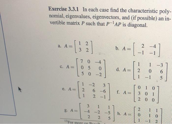 Exercise 3.3.1 In each case find the characteristic | Chegg.com