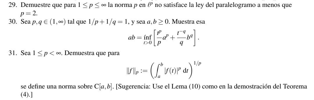 Solved 29. Demuestre que para 1≤p≤∞ la norma p en ℓp no | Chegg.com
