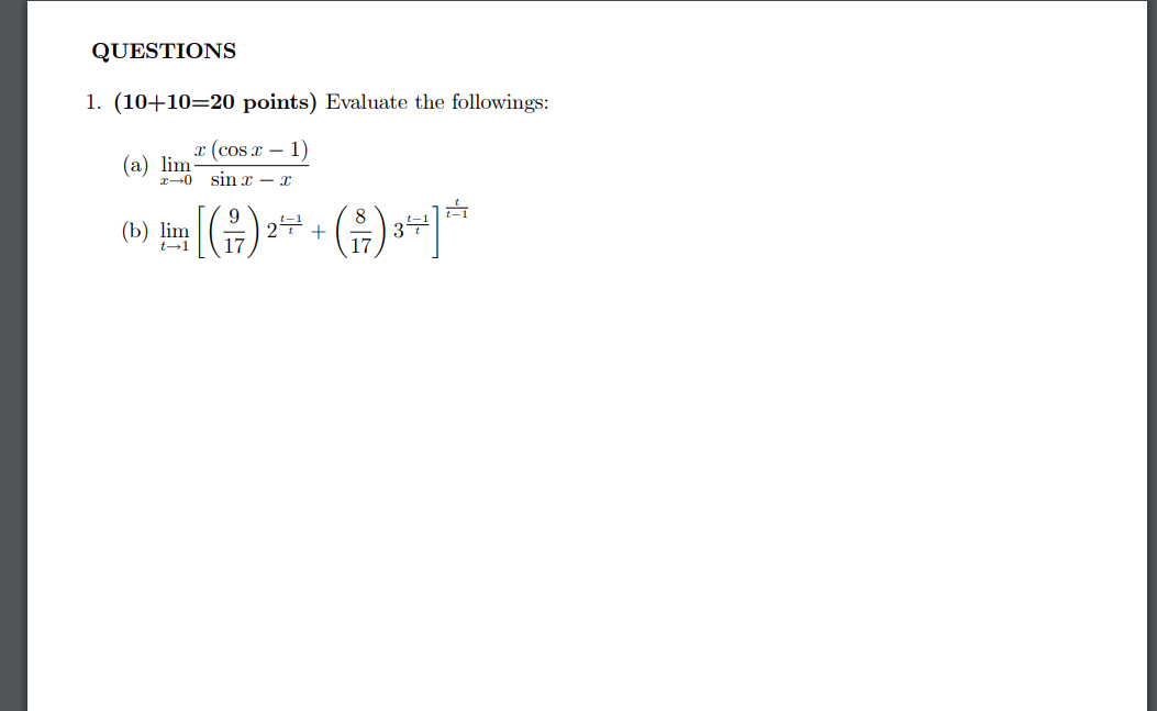 Solved QUESTIONS ﻿points) ﻿Evaluate the | Chegg.com