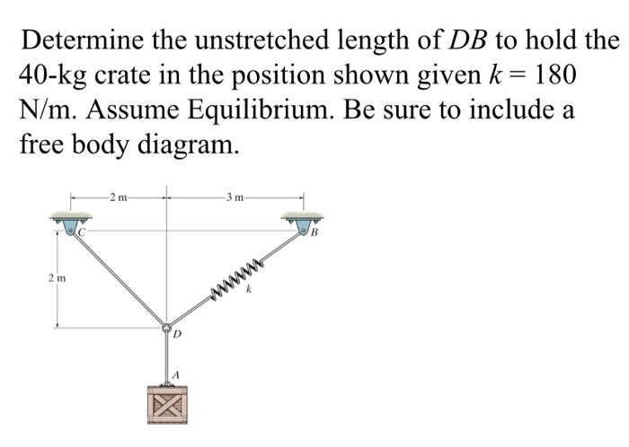 Solved Determine the unstretched length of DB to hold the | Chegg.com