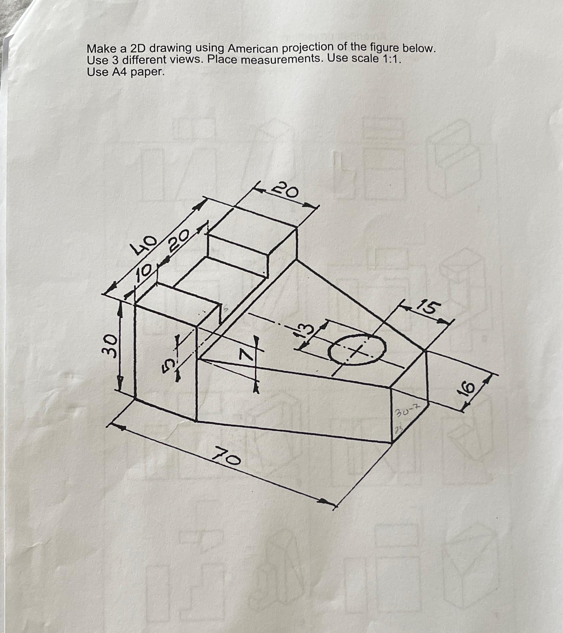 Solved Make a 2D drawing using American projection of the | Chegg.com