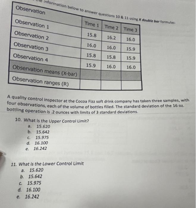 Solved uble bar formulas: A quality control inspector at the | Chegg.com