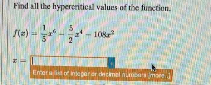 Solved Find all the hypercritical values of the function. 1 | Chegg.com