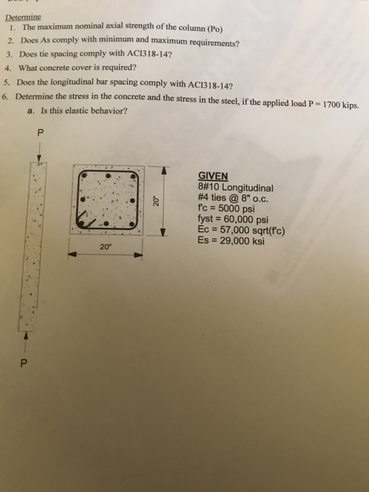 Solved Determine 1. The maximum nominal axial strength of | Chegg.com