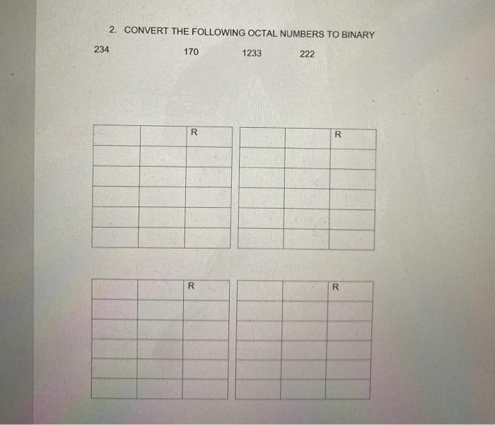 Solved 1. CONVERT THE FOLLOWING BINARY NUMBERS TO DECIMAL | Chegg.com