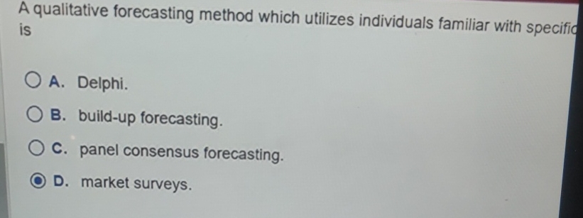 Solved A qualitative forecasting method which utilizes | Chegg.com