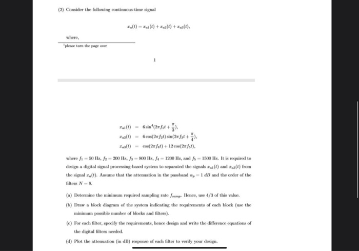 (2) Consider the following continuous-time signal | Chegg.com