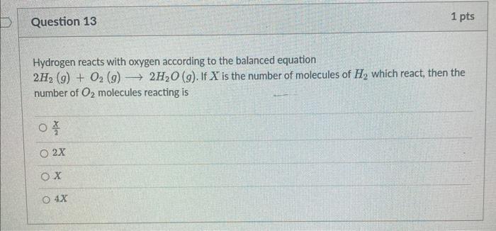 Solved Hydrogen reacts with oxygen according to the balanced | Chegg.com