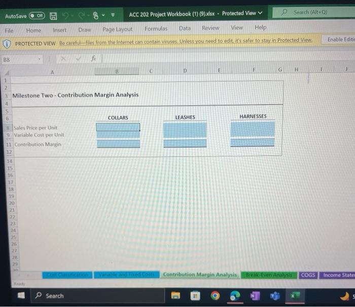 Milestone One - Variable and Fixed Costs Total | Chegg.com