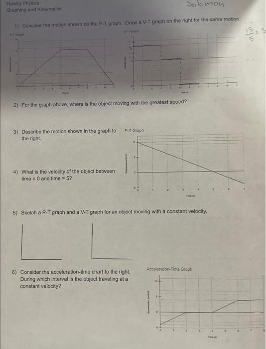 Solved Hawks Physics Graphing and Kinematics P-T Graph | Chegg.com