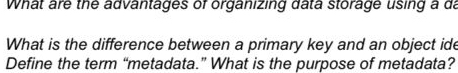 Solved Define the term "metadata." What is the purpose of | Chegg.com