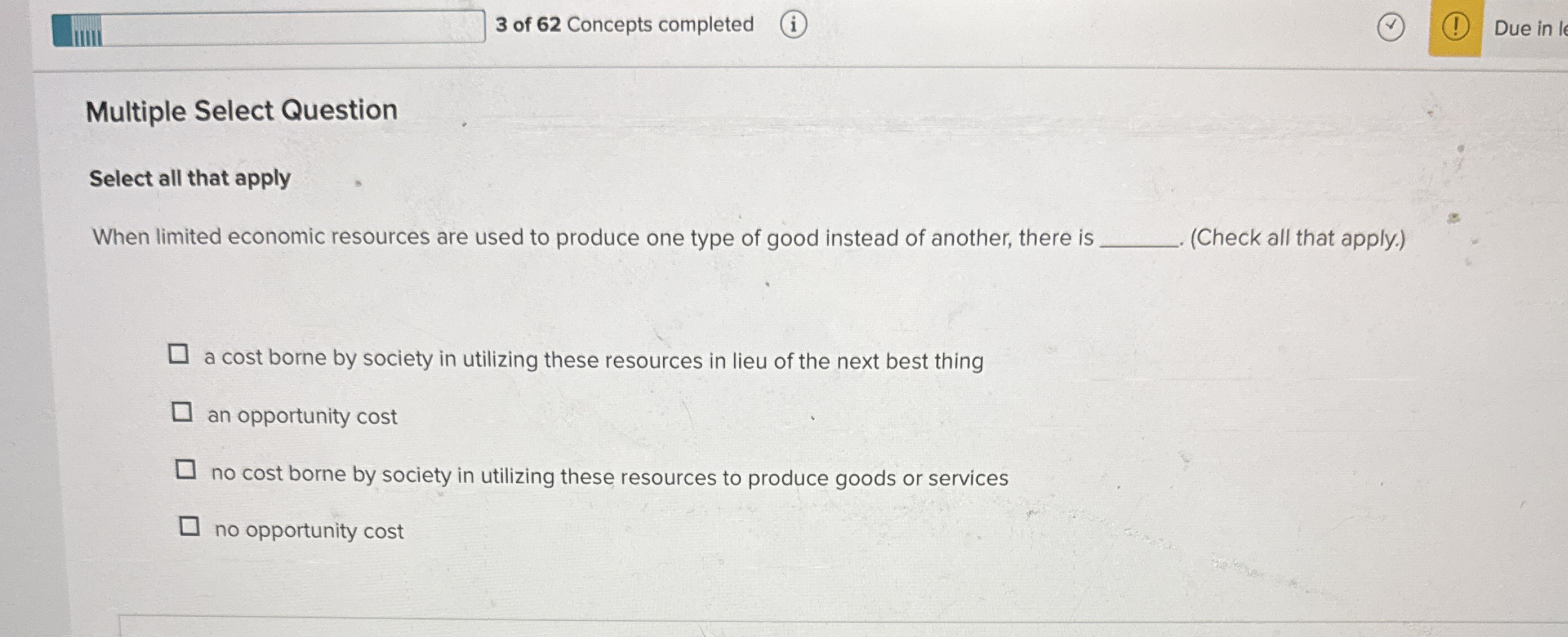 Solved 3 ﻿of 62 ﻿Concepts completedMultiple Select | Chegg.com