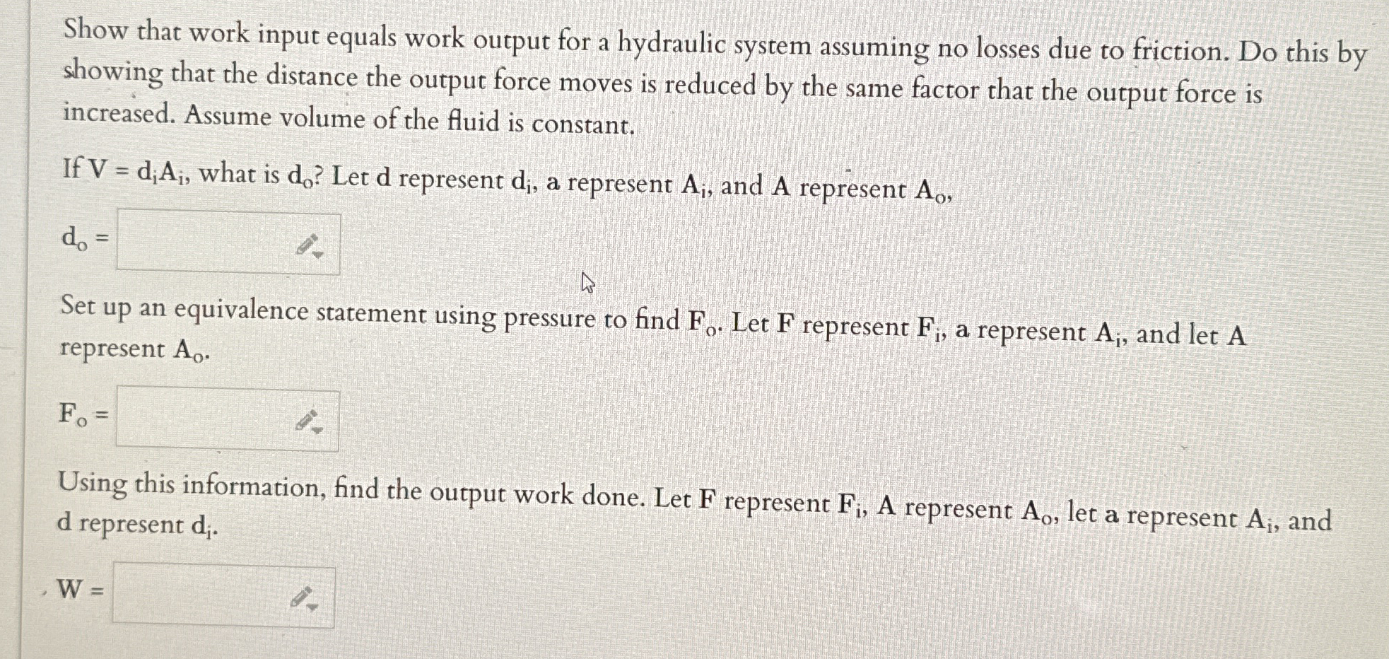 Solved Show that work input equals work output for a | Chegg.com