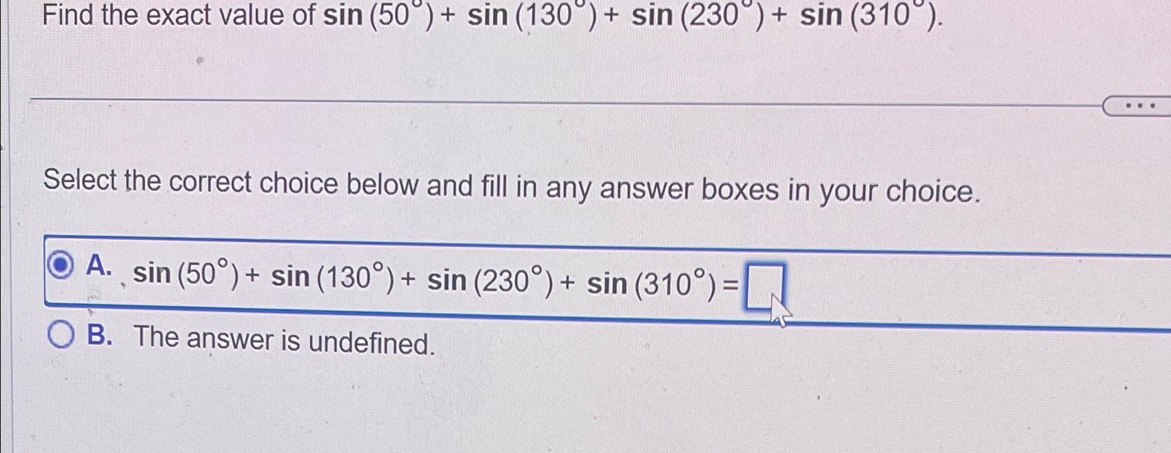 Solved Find the exact value of | Chegg.com