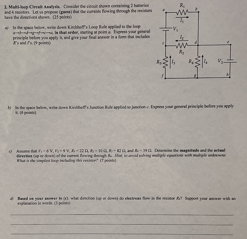 Multi-loop Circuit Analysis. Consider the circuit | Chegg.com