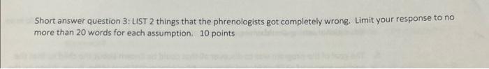 Solved Short answer question 3: LIST 2 things that the | Chegg.com