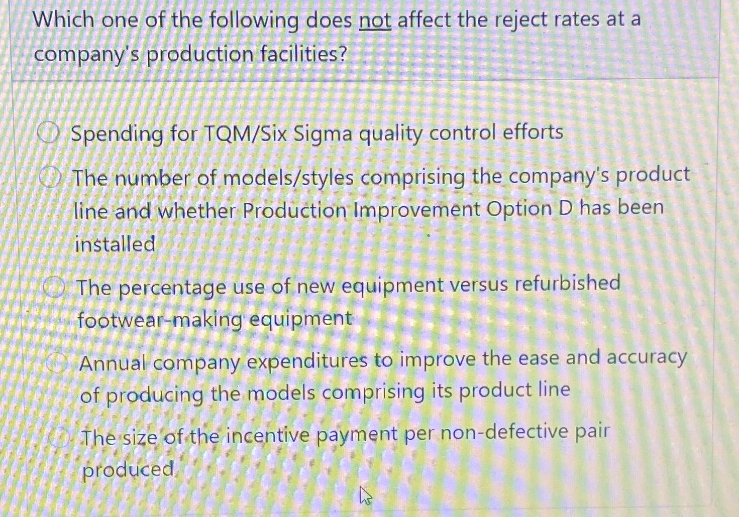 Solved Which one of the following does not affect the reject | Chegg.com