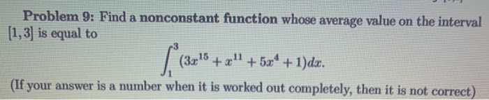 Solved Problem 9: Find a nonconstant function whose average | Chegg.com