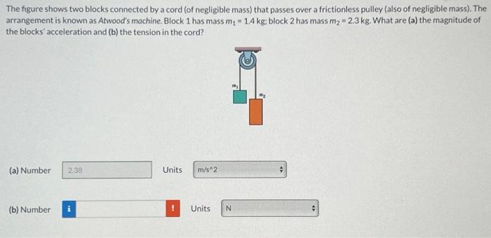 Solved The figure shows two blocks connected by a cord (of | Chegg.com