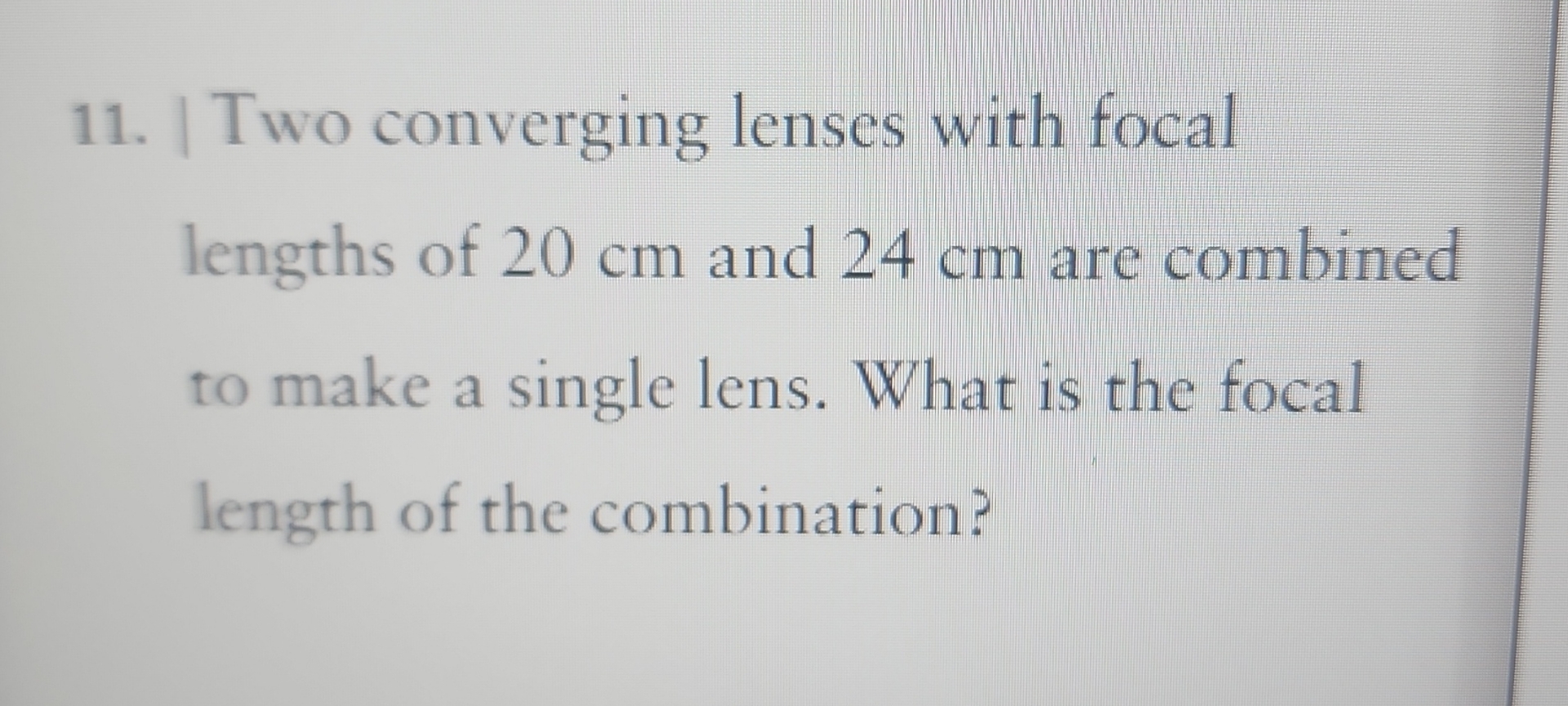 Solved Two converging lenses with focal lengths of 20cm ﻿and | Chegg.com