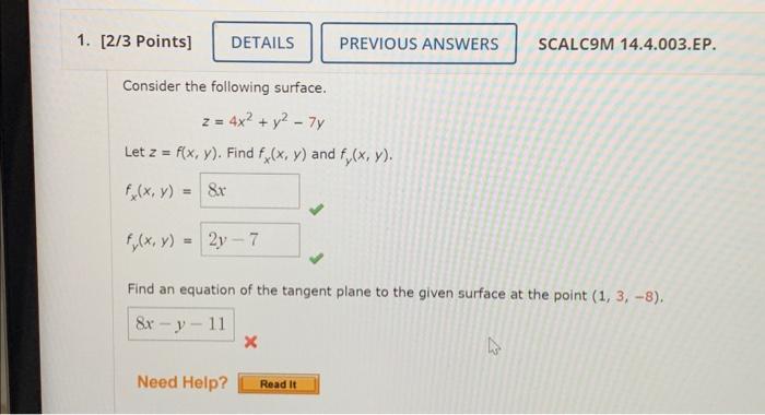 Solved Consider the following surface. z=4x2+y2−7y Let | Chegg.com