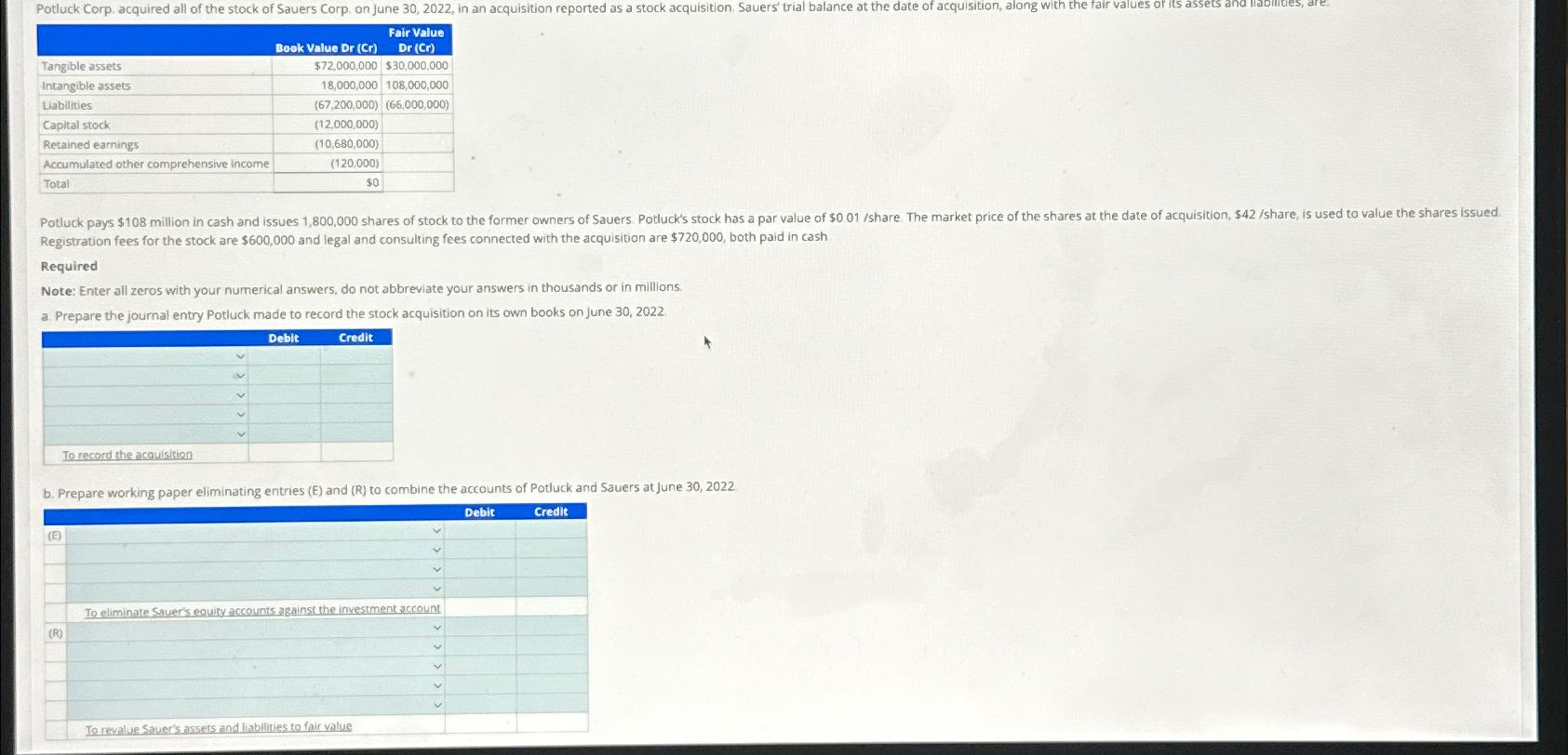 Solved \table[[,Book Value Dr (Cr),\table[[Fair Value],[Dr | Chegg.com