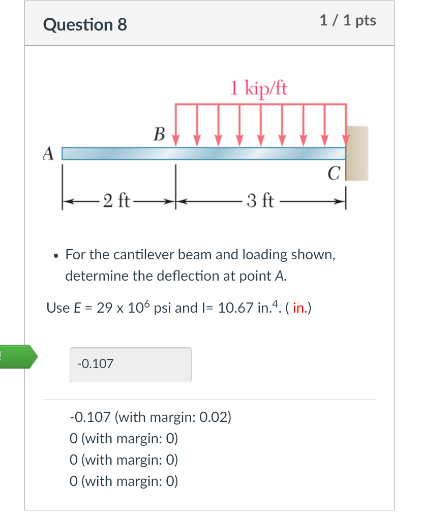 Solved Question 8For the cantilever beam and loading | Chegg.com